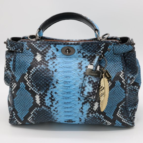 Coach | Bags | Coach Gramercy Satchel Blue Python Embossed Bag | Poshmark